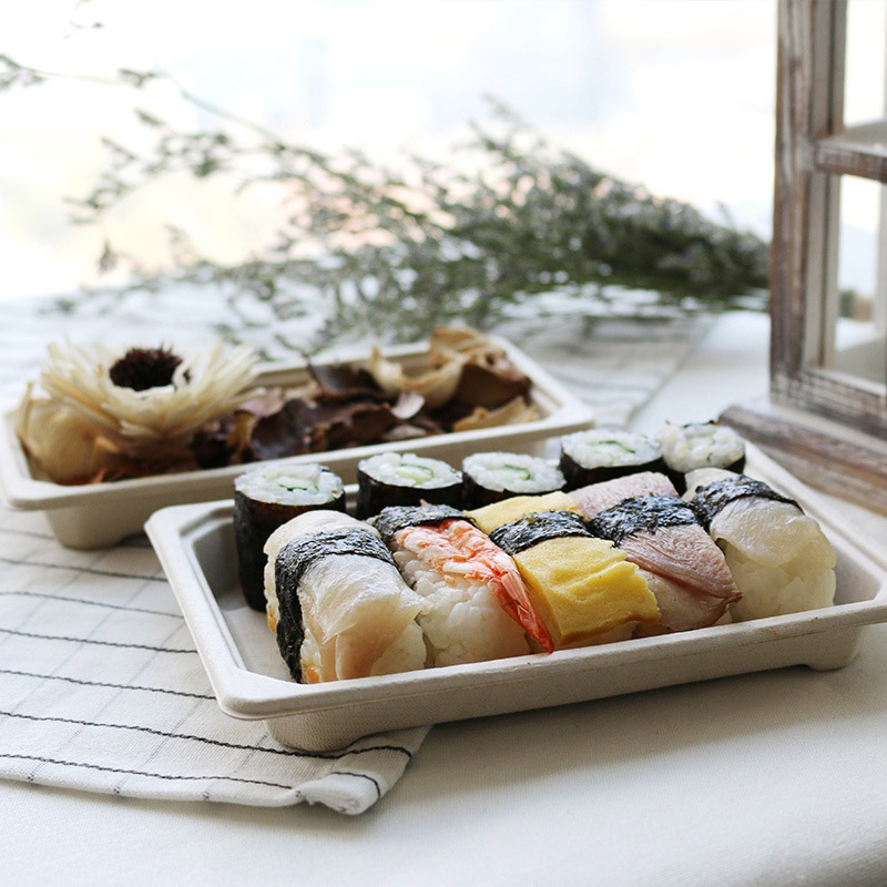Wholesale Biodegradable Sugarcane Pulp Sushi Container with PET Lid ...